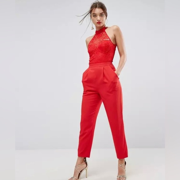ASOS | Pants & Jumpsuits | Asos Lace Top Jumpsuit High Neck | Poshmark